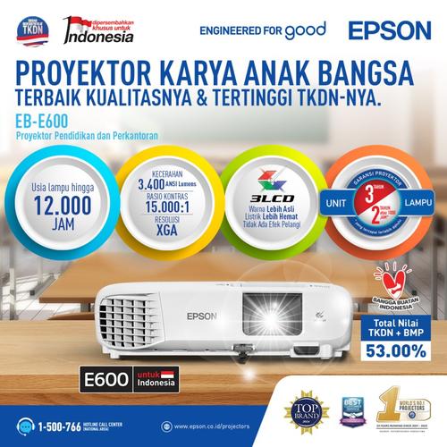 Promo EPSON EB E600 Projector TKDN XGA 3400 Lumens HDMI 3LCD Cicil 0% 3x - Jakarta Barat - EPSON ...