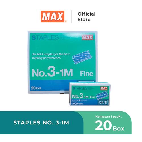 Jual MAX STAPLES / ISI STAPLES BESAR NO.3-1M PACK / INNER ISI 20PCS - 1 ...