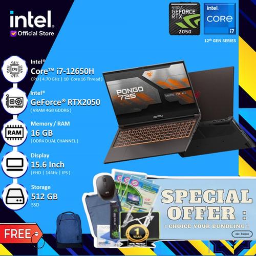 Promo AXIOO pongo 725 RTX2050 I7 12650H 16GB 512GB w11pro 15" 144hz ...