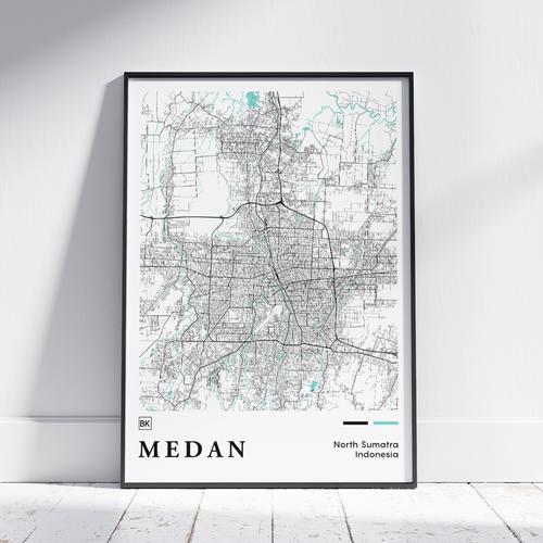 Jual Poster Peta Minimalis Kota Medan A1 A2 A3 A4 Semi Matte Pajangan ...
