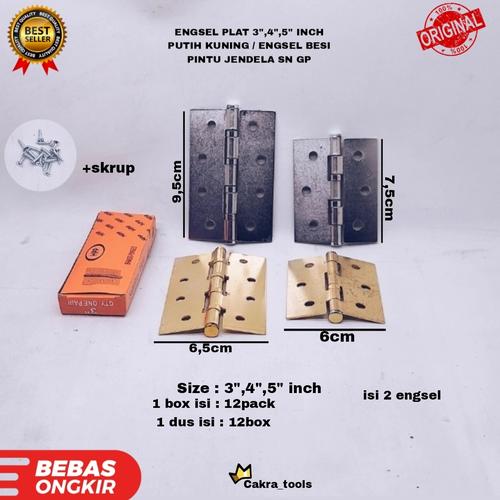Jual ENGSEL BESI PINTU JENDELA SN GP / ENGSEL PLAT 3", 4", 5"INCH PUTIH ...