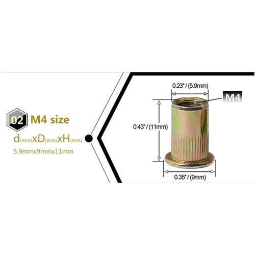 Jual 50 Pcs Mur Tanam Rivet Nut M4 Insert Nut Mur Rivet Nut sert Mur ...