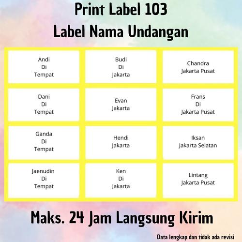 Jual Cetak Label Nama Undangan 103 / Proses Cepat - Kota Bandung ...
