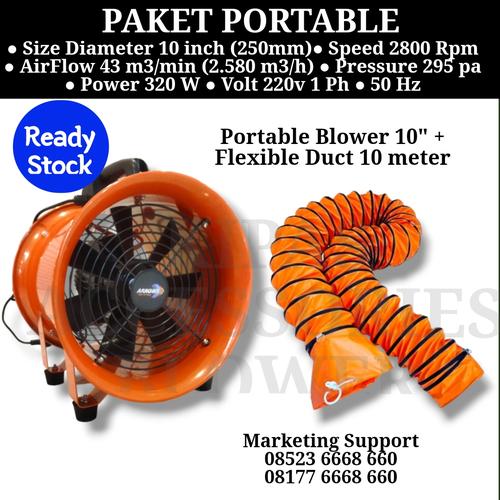 Jual JUAL PAKET AXIAL PORTABLE VENTILATOR BLOWER 10 INCH + DUCT HOSE 10 ...