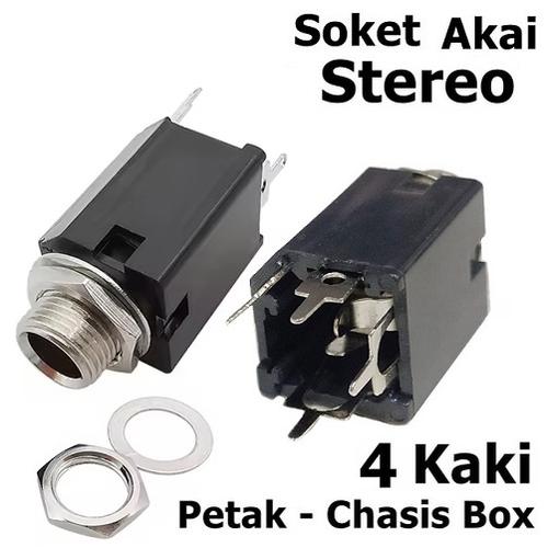 Jual Socket Akai Stereo Kotak Plastik Segi Female Lubang 6.5mm Soket ...