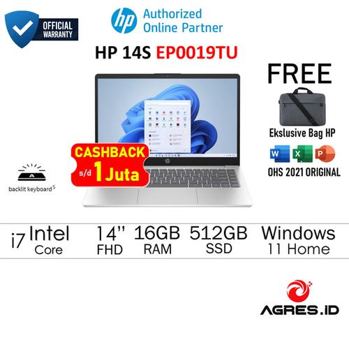 Promo HP 14S EP0018TU / EP0019TU i7 1355U 16GB 512SSD IRISXE W11+OHS 14 ...