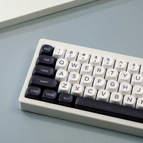 Jual Minimalist Black and White MOA Profile PBT Dye Sub Keycaps - Kota ...