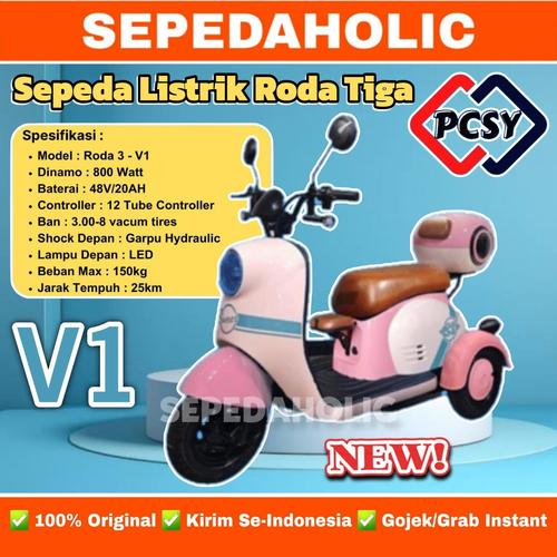 Jual Sepeda Listrik Roda Tiga PCSY V1 800 Watt 20 AH Electric E Bike ...
