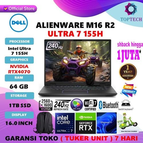 Promo DELL ALIENWARE M16 R2 ULTRA 7 RTX4070 - 64GB 1TB W11 16" QHD 240Hz - 64GB/1TBSSD, +OFFICE ...