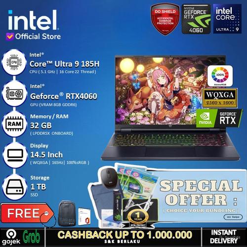Promo Acer Predator Helios Neo 14 PHN14 - RTX4060 ULTRA 9 185H 32GB 1TB ...