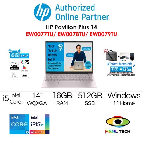 Promo HP Pavilion Plus 14-ew0077TU/ew0078TU/ew0079TU i5-1335U 512GB SSD 16GB IPS WQXGA Win11+OHS ...