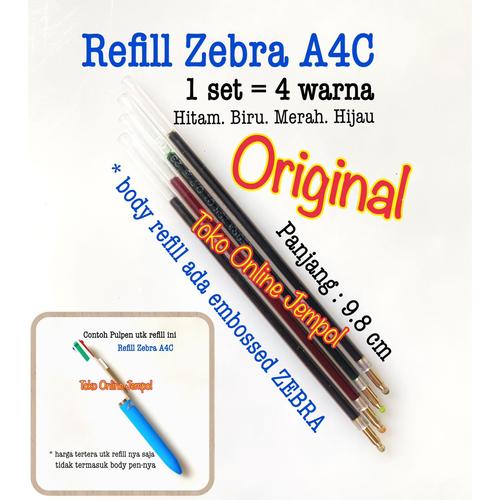 Promo REFILL A4C isi ulang zebra pulpen 4 warna Unique A4C 0.7 mm 4 ...