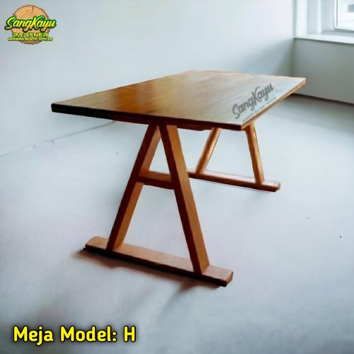 Jual Meja Kayu minimalis Meja kerja kayu belajar Wooden table ~ Model H ...