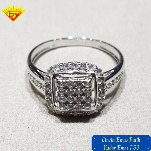 Jual Cincin Emas Putih Permata Zirconia Baru Kadar Emas 750 - Jakarta ...