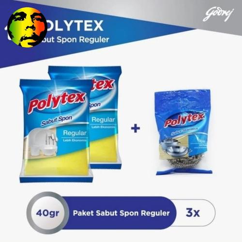 Jual Polytex sabut spon regular paket 2+1 sabut stainless regular ...