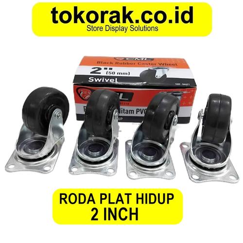 Jual RODA 2 INCH PLAT HIDUP KARET HITAM CAMEL - RODA ETALASE 2" CASTER ...