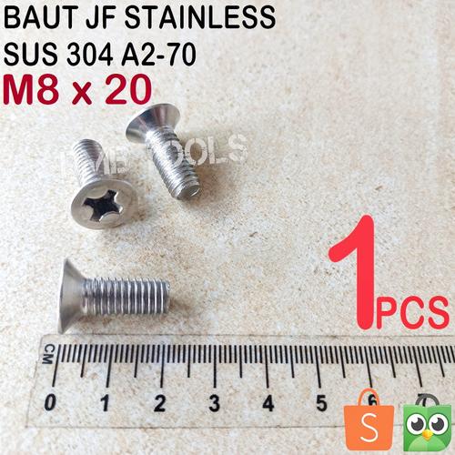 Jual Baut JF M8x20 Stainless Steel 304 Obeng Plus Flat Head Tahan Karat M8 - Kota Tangerang ...