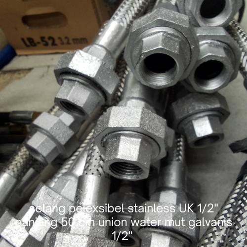Jual selang pelexsibel stainless UK 1/2" inch panjang 50 cm union water ...