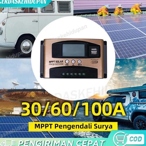Jual MPPT Pengontrol CAS Surya 12V 24V 30/60/100A Solar Charge Controller Rumah Panel Surya ...