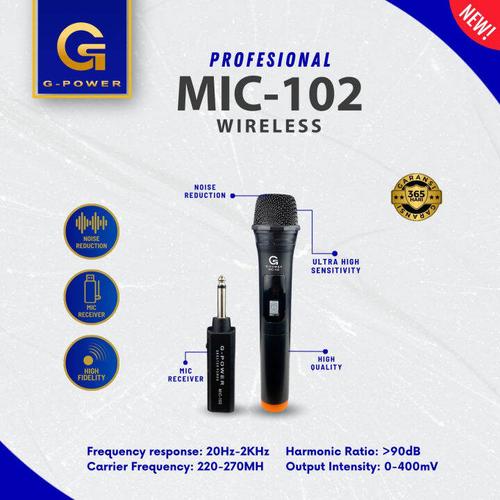 Jual MIC WIRELESS G POWER 102 = 1 MIC TANPA KABEL / MIC WIRELESS G ...