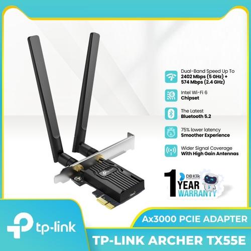 Jual PCIe Adapter TP-Link Archer TX55E AX3000 DualBand Wifi 6 Bluetooth ...