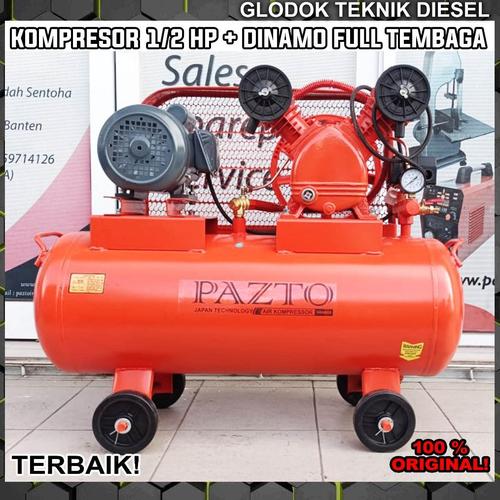 Jual ** PAZTO Kompresor Angin 1/2 HP + Dinamo Full Tembaga 0.5 HP ...