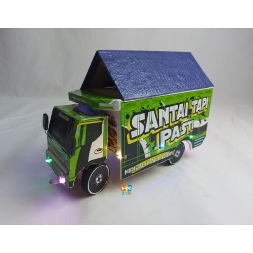 Jual Mainan Truk Miniatur Truck Oleng Kayu Dengan Lampu Panjang 32 CM ...