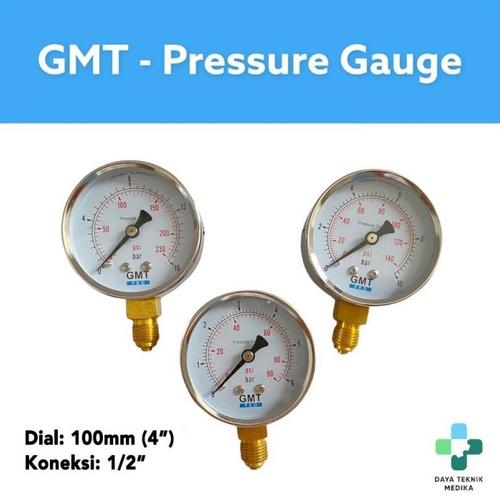 Jual GMT PRESSURE GAUGE 100MM - MANOMETER ALAT UKUR TEKANAN 4" HITAM ...