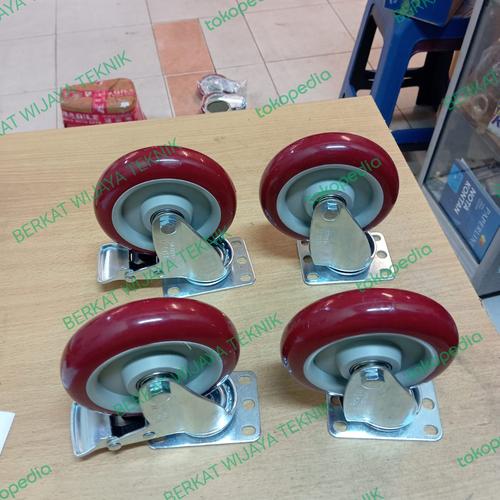 Jual Roda Troly troli PU 5" inch RHJ ( 2 rem 2 hidup) germany roda ...