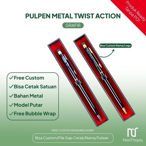 Jual Custom Pulpen Ballpoint Metal (Twist Action) Laser Grafir / Nama ...