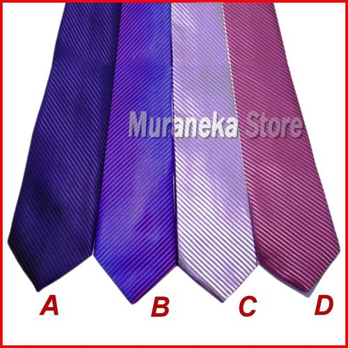Jual Dasi Garis Salur Ungu Formal Panjang Biru Kerja wisuda wedding bca ...