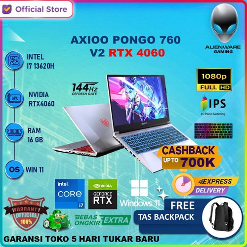 Promo AXIOO PONGO 760 V2 I7 13620H RTX4060 16GB 512GB W11 15.6FHD 144HZ ...