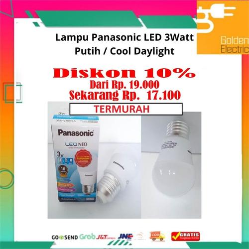 Jual Lampu Panasonic LED Bohlam NEO 3 W Watt 3W 3Watt Putih Cool ...