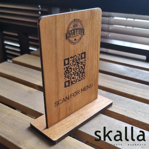 Jual Skalla Wooden QR stand menu restoran QRIS wifi resto cafe hotel ...
