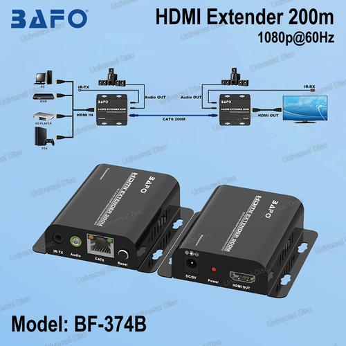 Jual HDMI Extender BAFO Over Single Cat5e/Cat6 200M BF-374B - 200 Meter ...