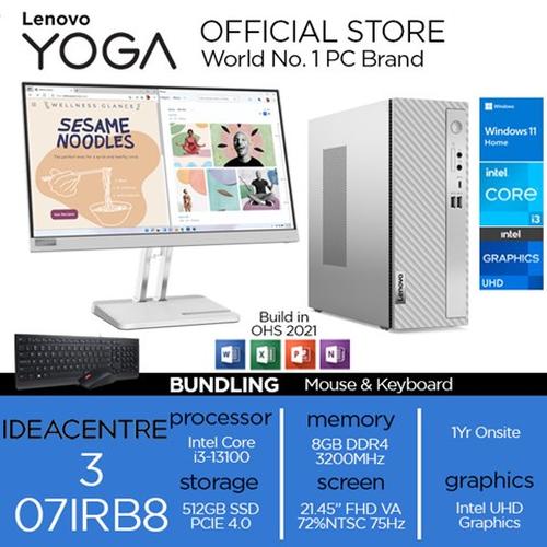 Promo Lenovo IdeaCentre 3 07IRB8 i3 13100 RAM 8GB SSD 512GB W11+OHS + Monitor 21.5" FHD 75Hz 72 ...