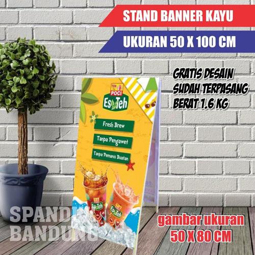 Jual STAND BANNER 50 X 100 CM PAKE KAYU / SPANDUK SAMPING JALAN LENGKAP ...