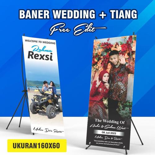 Jual BANNER WEDDING / SPANDUK BANNER + TIANG / STAND BANNER ACARA ...