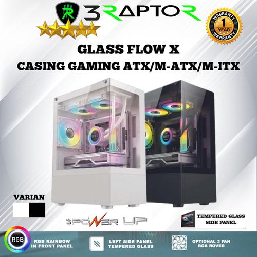 Jual CASING GAMING POWER UP RAPTOR GLASS FLOW X SERIES FREE 3 FAN RGB ...