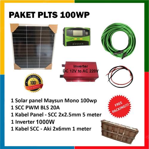 Jual Paket PLTS Solar panel 100WP 200WP Free packing - 200WP+Aki65Ah ...