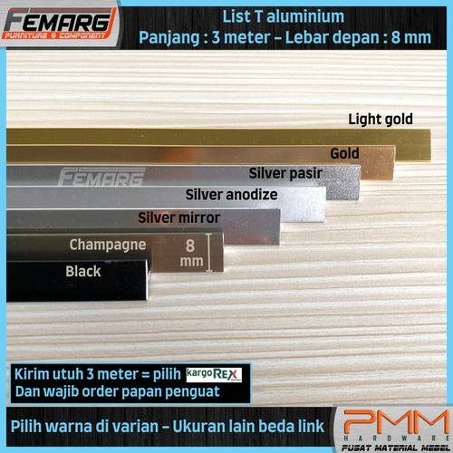 Jual List T aluminium FEMARG | LIS ALUMINIUM T - Hitam, 8mm - Kab ...