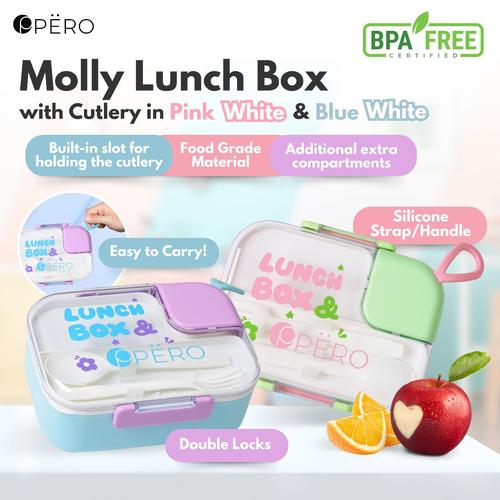 Promo Pero Kids Molly Lunch Box with Cutlery Set 1300ML / Tempat Makan ...