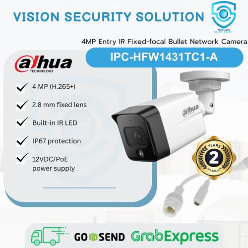 Promo Dahua DH-IPC-HFW1431TC1-A 4MP Entry IR Fixed-focal Bullet Network Camera GARANSI RESMI ...