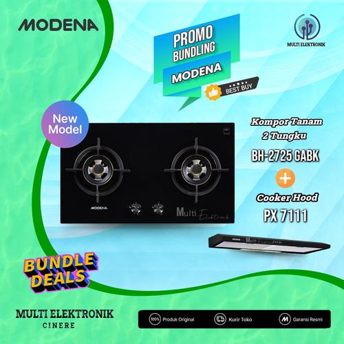 Promo Bundling Modena Kompor Tanam 2 Tungku BH 2725 GABK + Cooker Hood ...