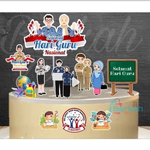 Jual Topper Cake Hari Guru Toper Kue Toper Bucket Topper Tumpeng 1 Set ...