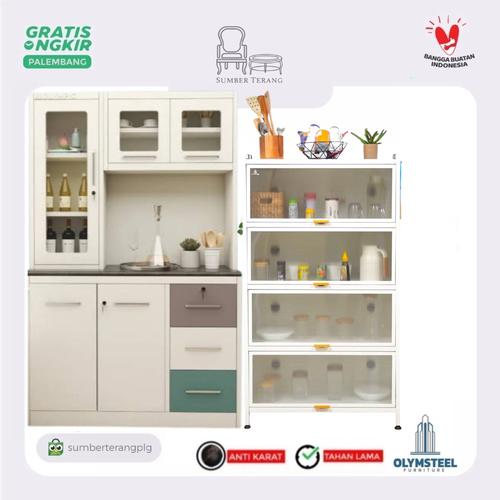 Jual Olympic Kitchen Set 3 pintu Plat Besi Lemari Dapur Rak Piring ...