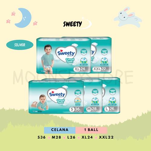 Jual SWEETY SILVER PANTS CLOUD SOFT POPOK BAYI TIPE CELANA (S36 / M28 ...