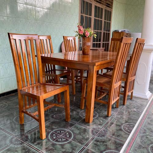 Jual Meja makan minimalis jati Meja makan minimalis 6 kursi jati Set meja makan jati 6 kursi ...