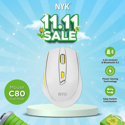 Promo Mouse NYK C80 Grey Yellow Dual Mode Bluetooth Wireless ...