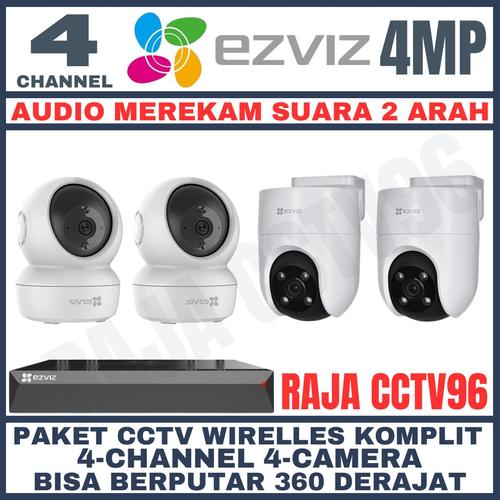 Jual paket cctv ip camera ezviz nvr 4 channel 4 kamera 4mp 2mp suara 2 ...